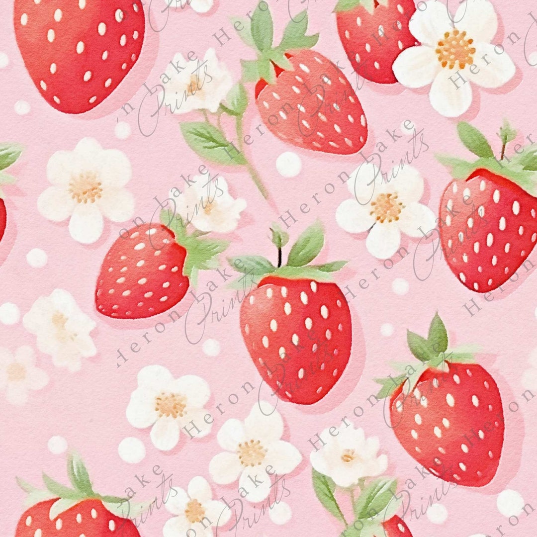 Cute Strawberry Seamless Pattern Repeat Tile, for Textiles, Crafts ...