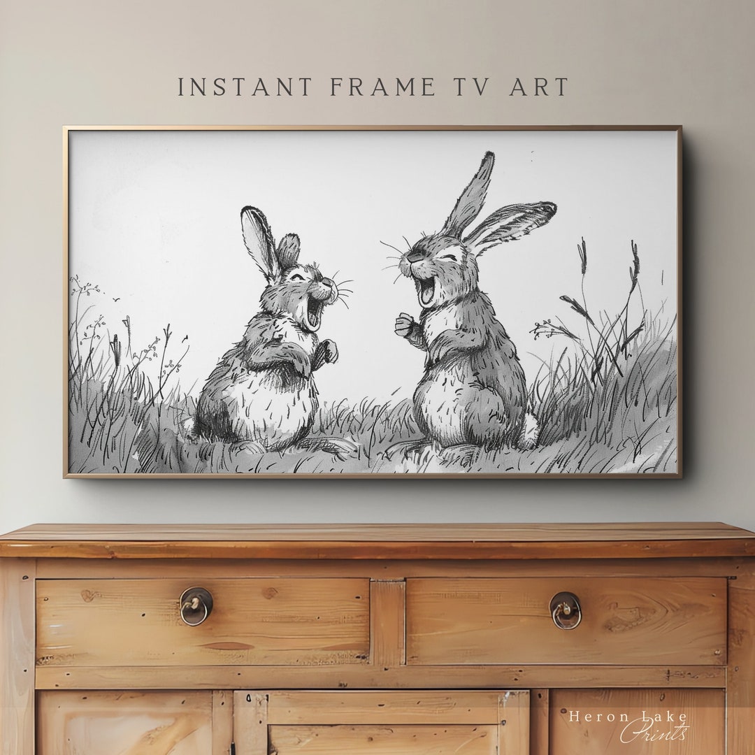 Frame Tv Art, Cute Happy Laughing Bunnies, Spring Frame Tv Art, Frame ...