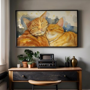 Cute Cats Hugging Frame Tv Art, Spring Frame Tv Art, Frame Tv Cat Lover ...