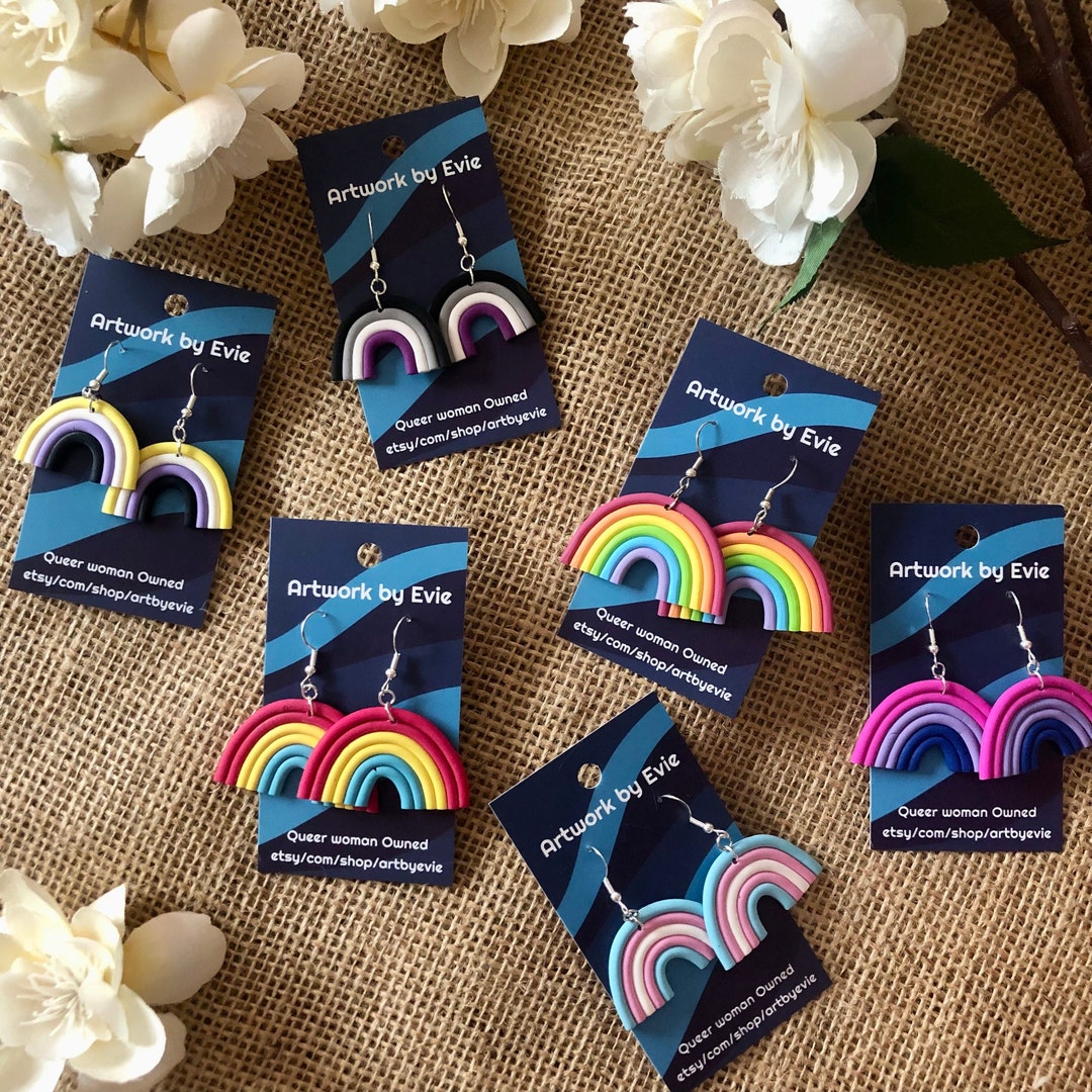 LGBTQ Pride Flag Rainbow Polymer Clay Fishhook Earrings - Etsy