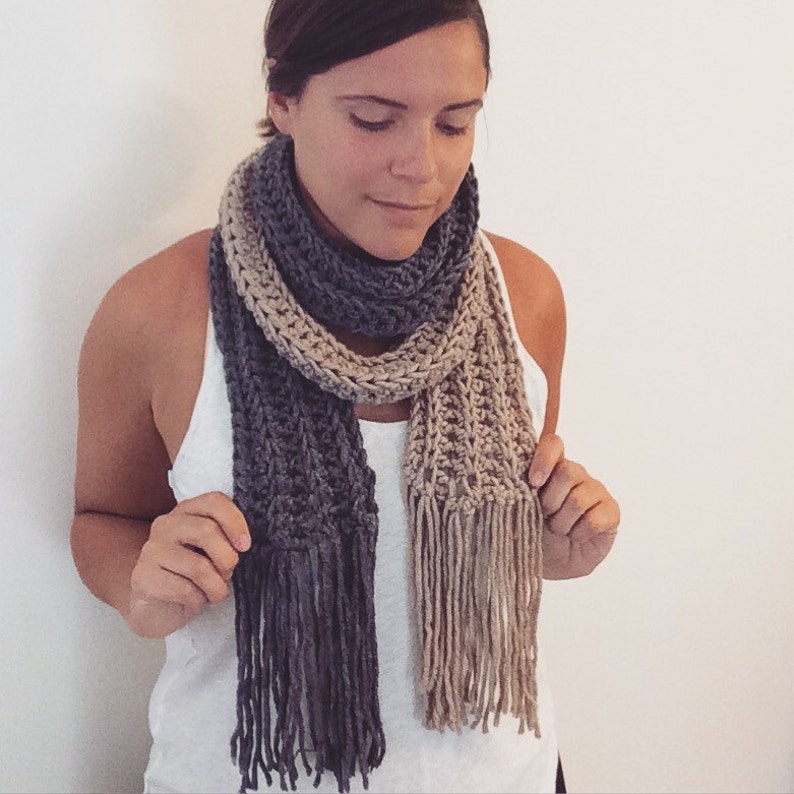 Crochet Scarf PATTERN - the Chunky Fringe Scarf Pattern Crochet Pattern ...