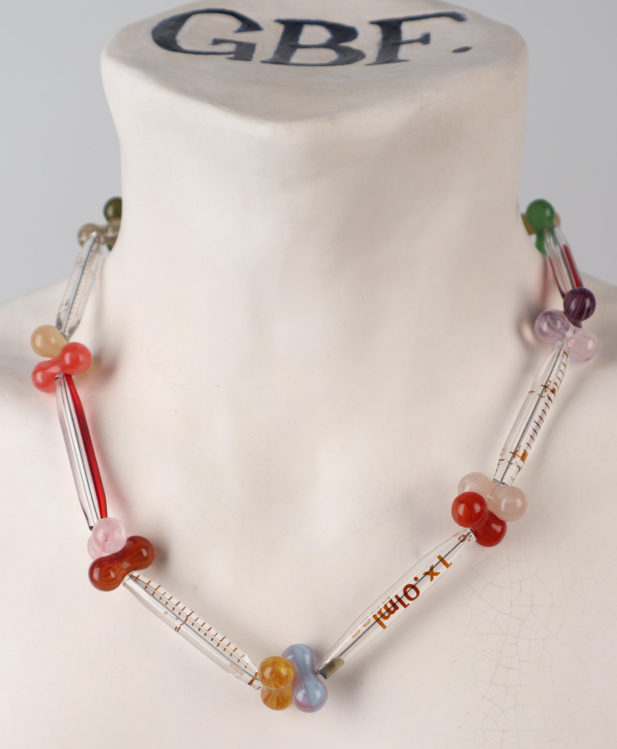 Science Necklace. Lab Glass Necklace With Vintage Czech Barbell Bead ...