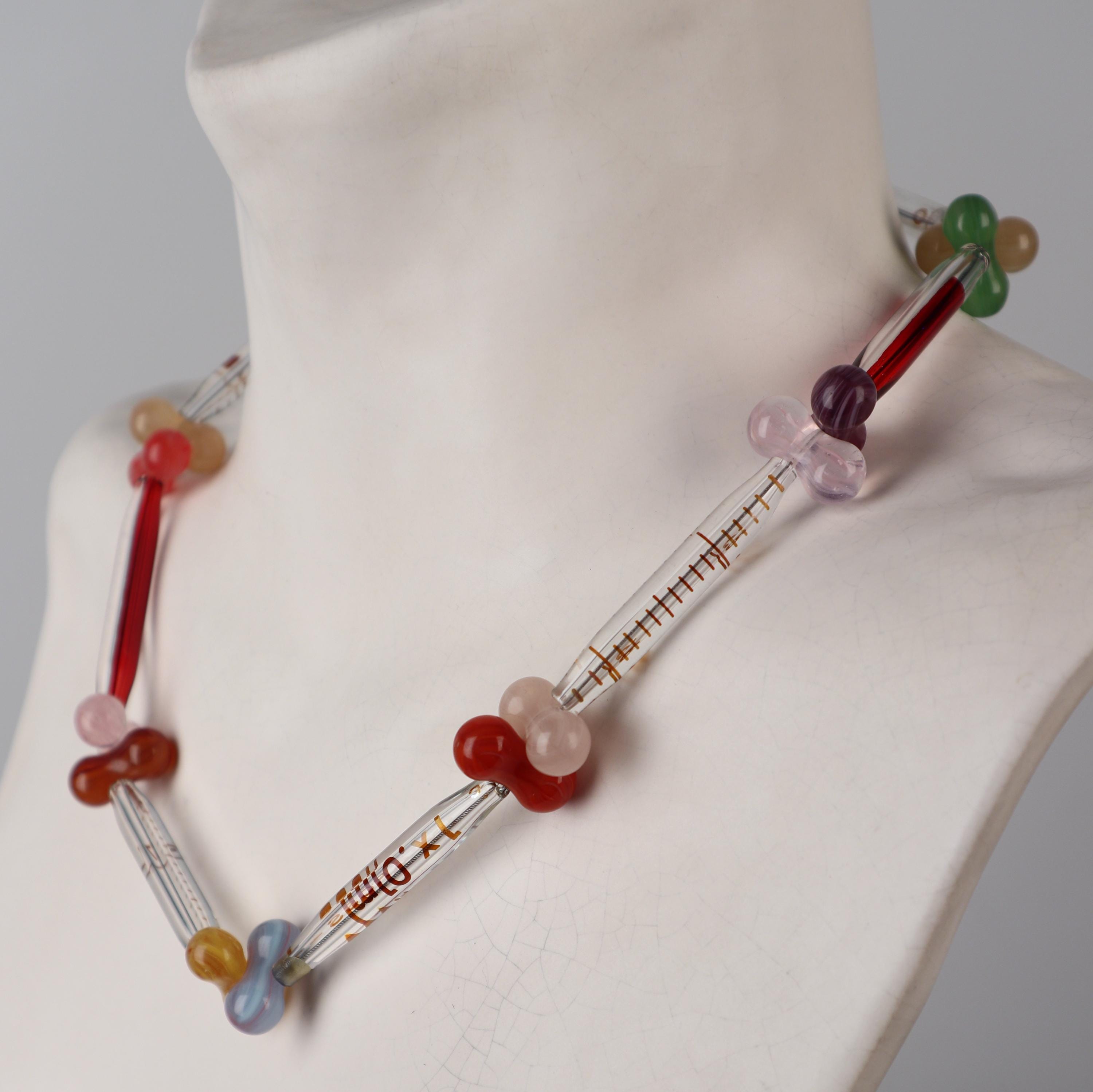 Science Necklace. Lab Glass Necklace With Vintage Czech Barbell Bead ...
