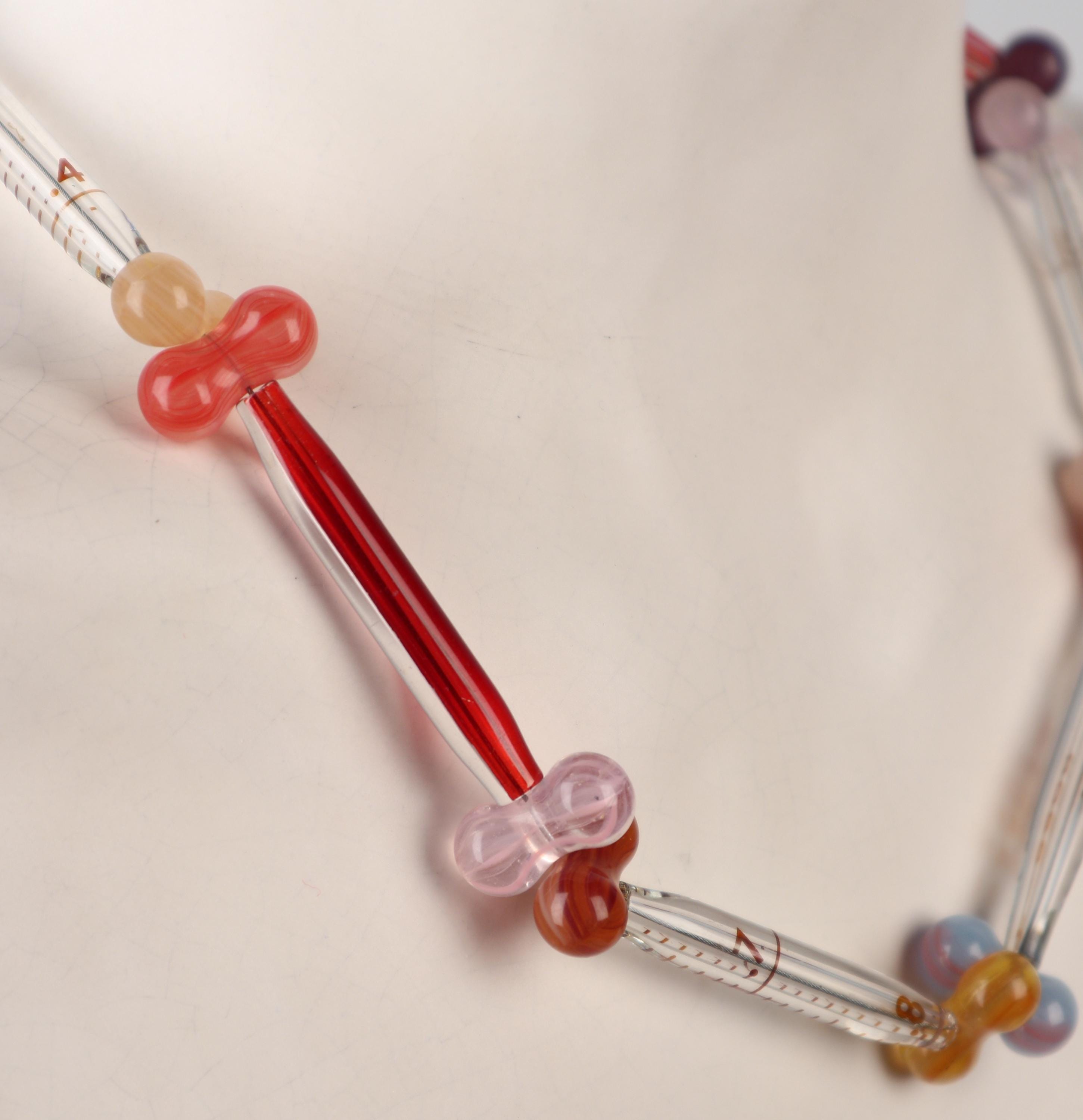 Science Necklace. Lab Glass Necklace With Vintage Czech Barbell Bead ...