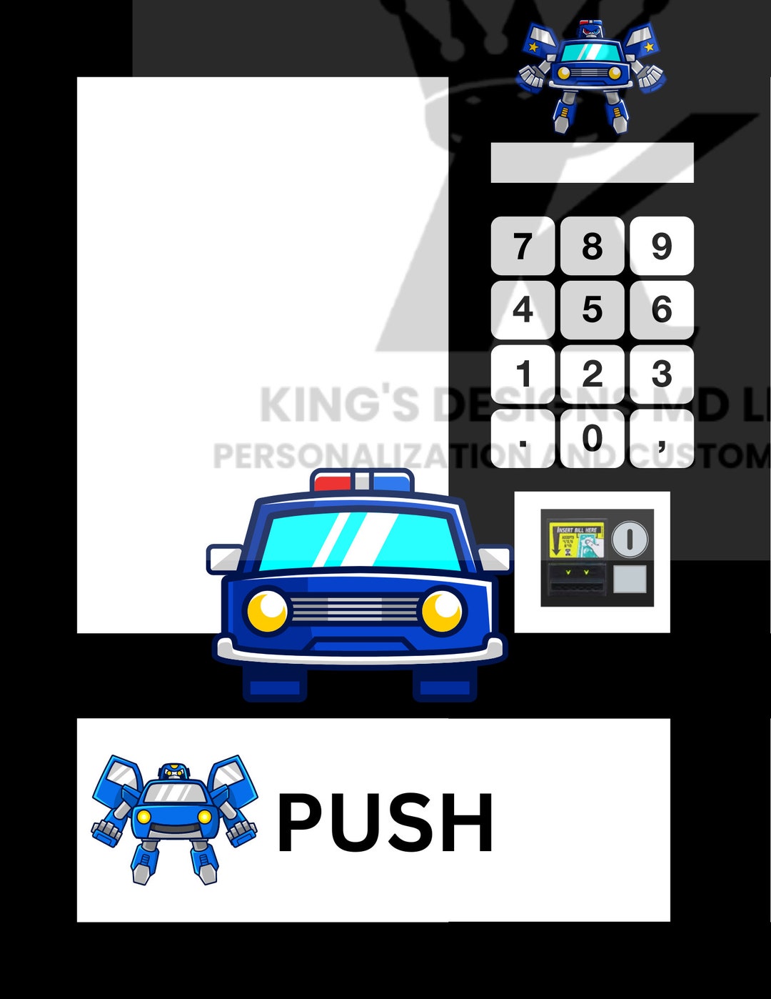 Police Black Robot Car Vending Machine Template PNG Design, Small ...