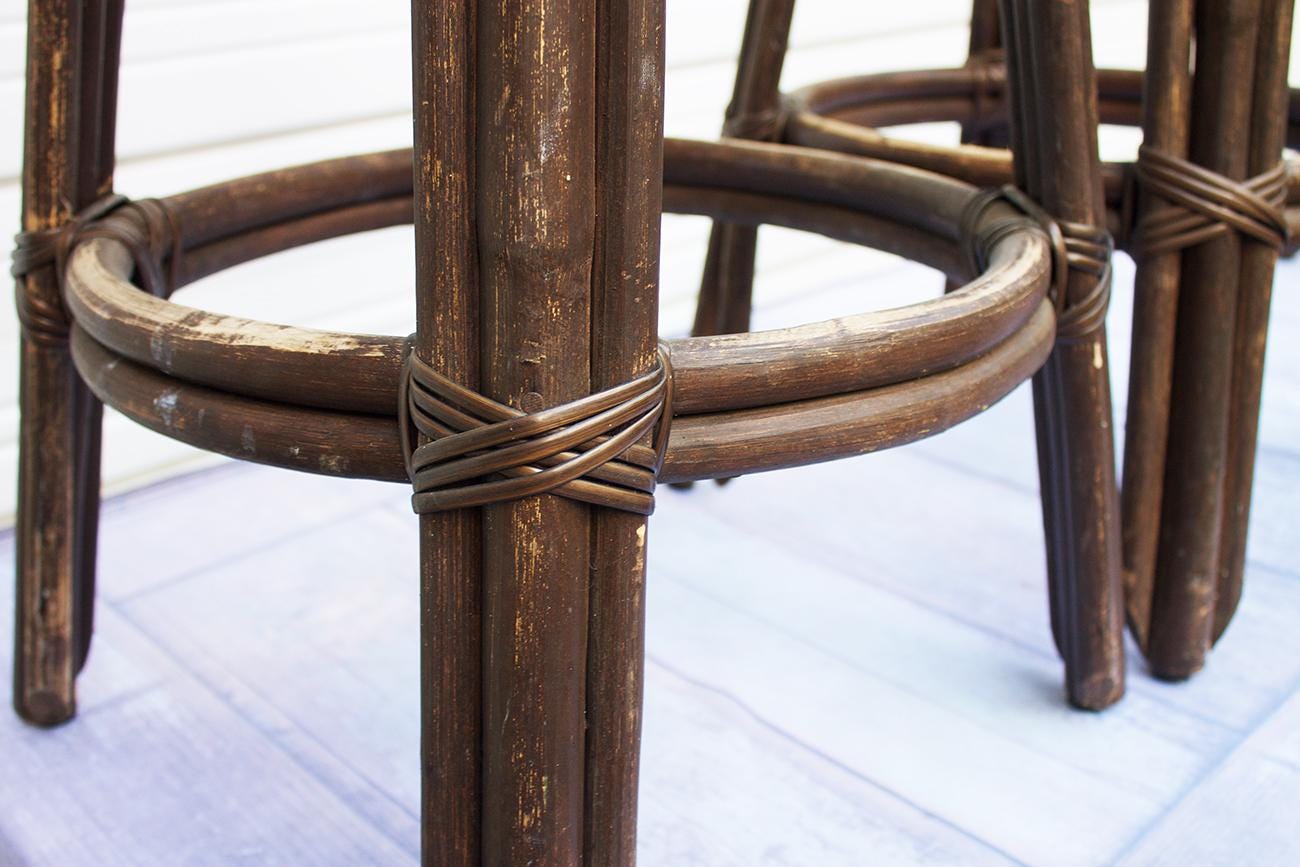 Set of 4 Mid-century Rattan Swivel Barstools - Etsy