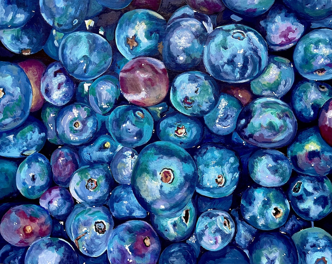 Blueberries Painting Art Print - Fruit - Etsy