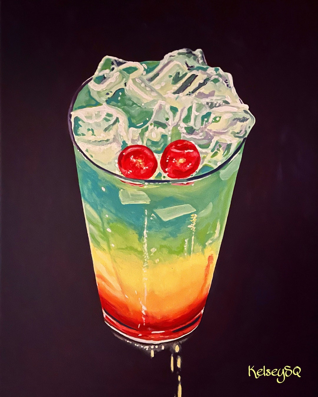 Fruity Rainbow Drink Painting Art Print - Etsy
