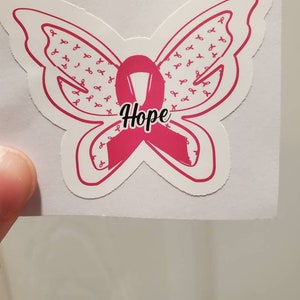 Breast Cancer Ribbon Decal, Pink Ribbon, Hope Butterfly Vinyl Sticker ...