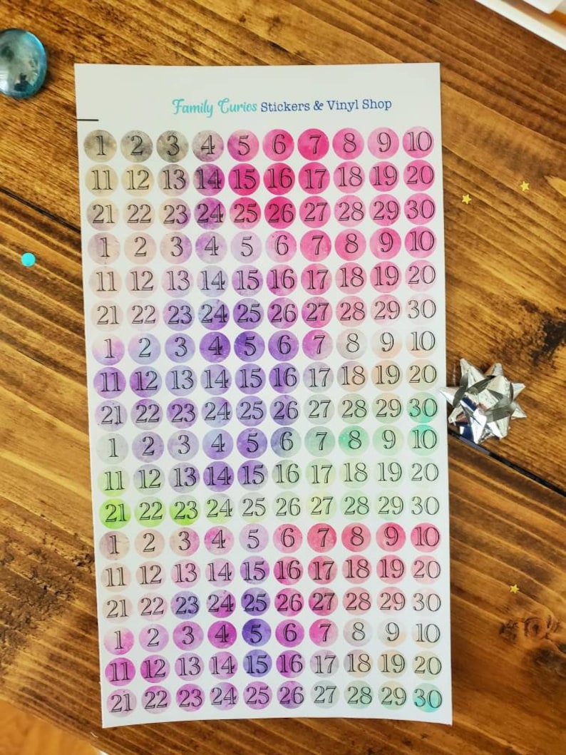Cosmic Number Stickers for Planners, Mini Date Covers, Homeschool ...