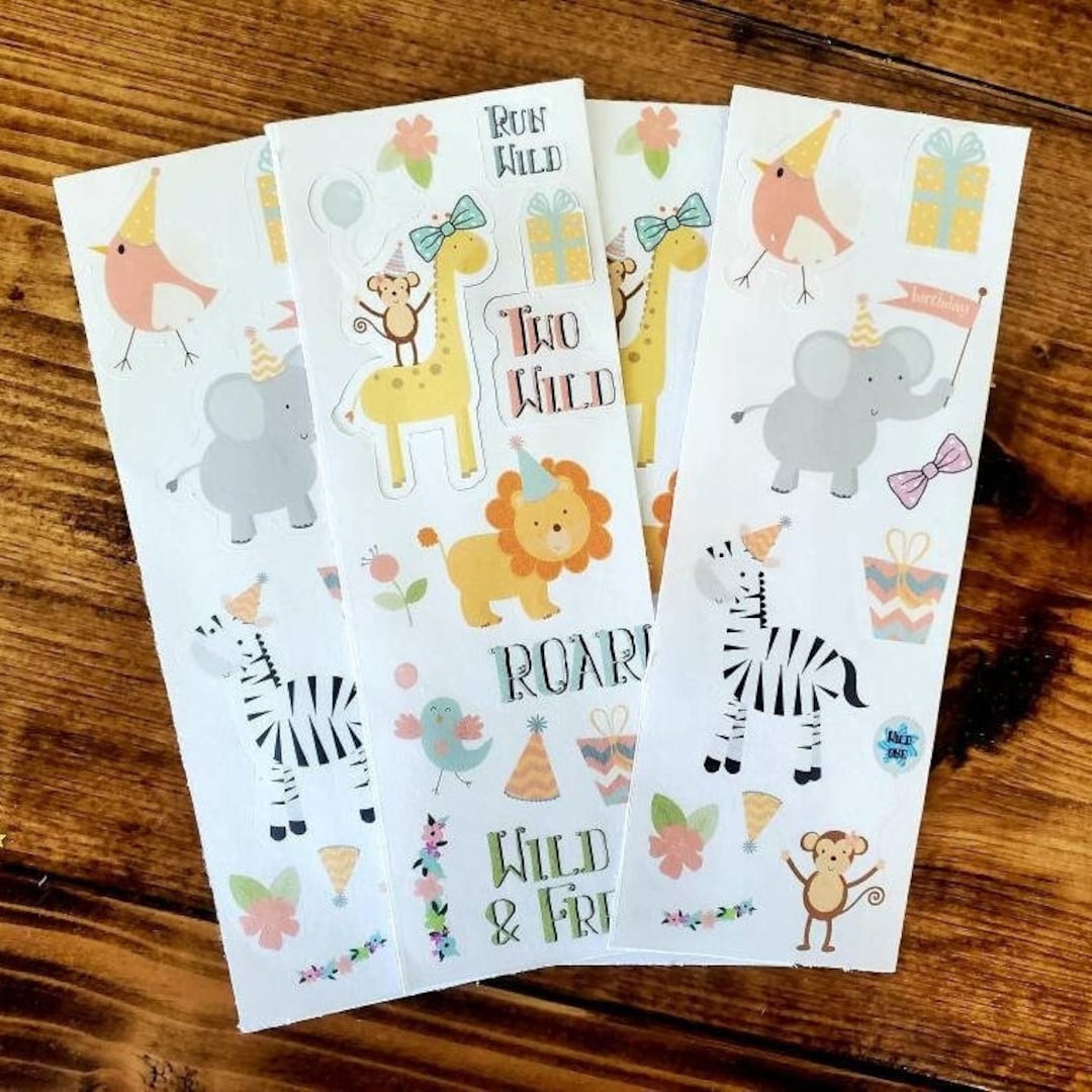 Party Animal Two Wild Stickers, Party Favors, Safari Party Stickers ...
