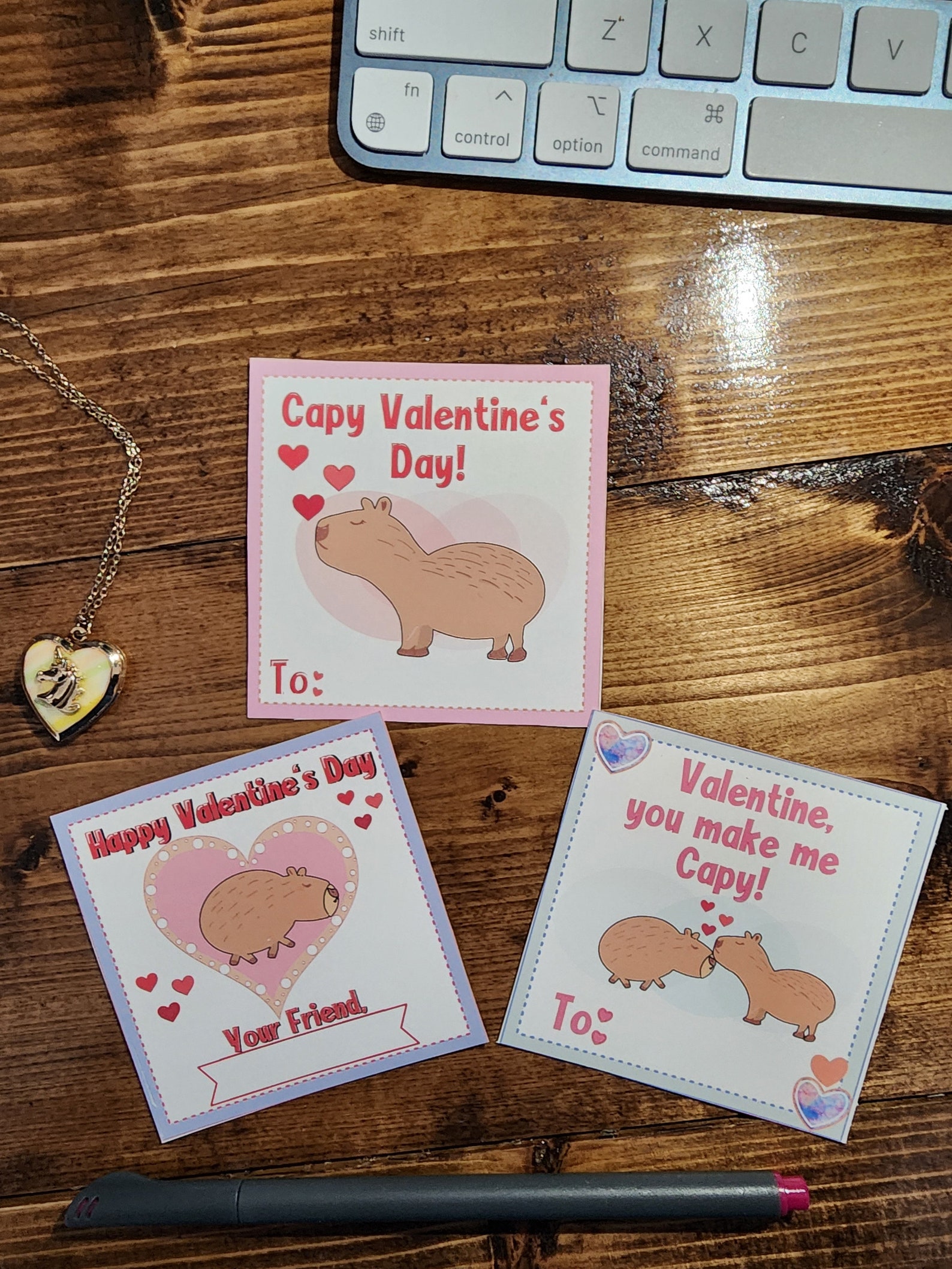 Printable Capybara Valentine's Day Cards for Kids (digital Download ...