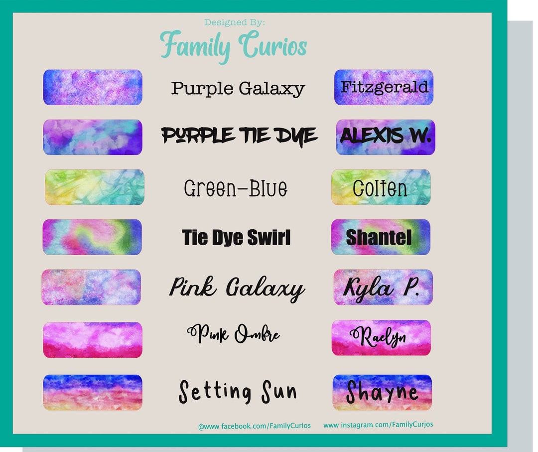 Tie Dye Kid's Name Labels for School Personalized School - Etsy