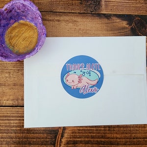 Axolotl Party Favor Sticker Tags, Personalized Thank You Tags for ...