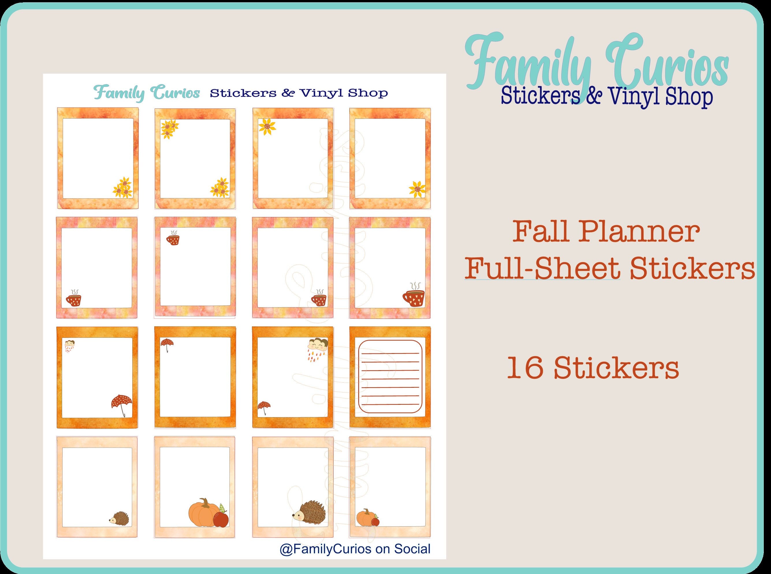 Autumn Shades Cozy Cute Ombre Planner Stickers, Fall Functional Sticker ...