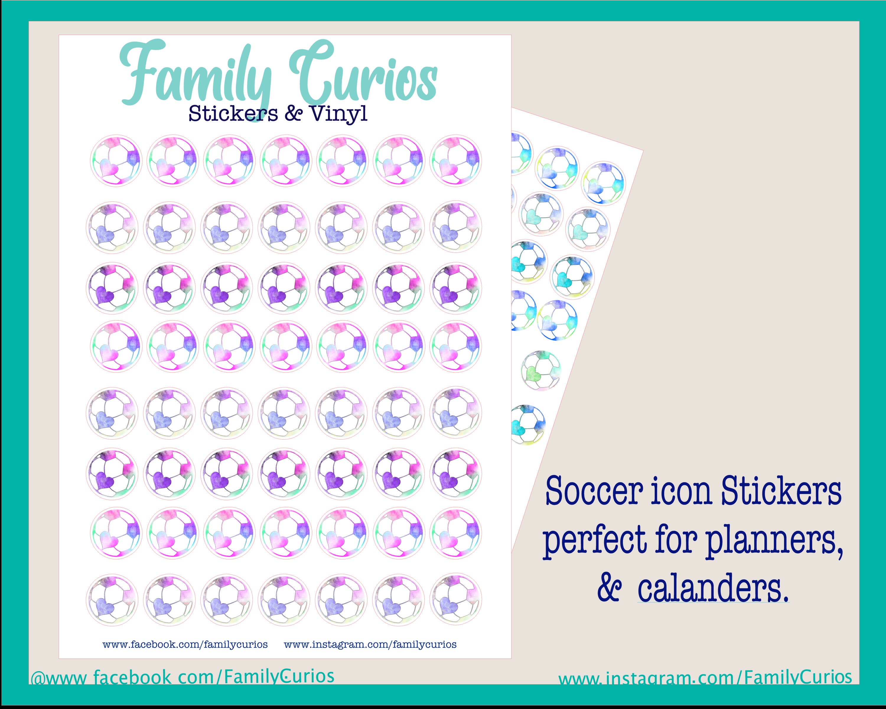 Soccer Ball Icons Stickers - Colorful Sports Planner Set for Game ...