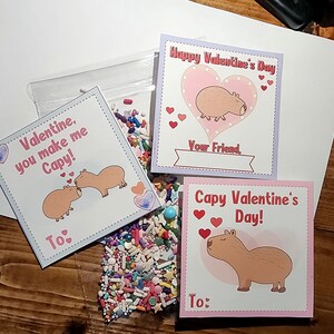 Printable Capybara Valentine's Day Cards for Kids (digital Download ...