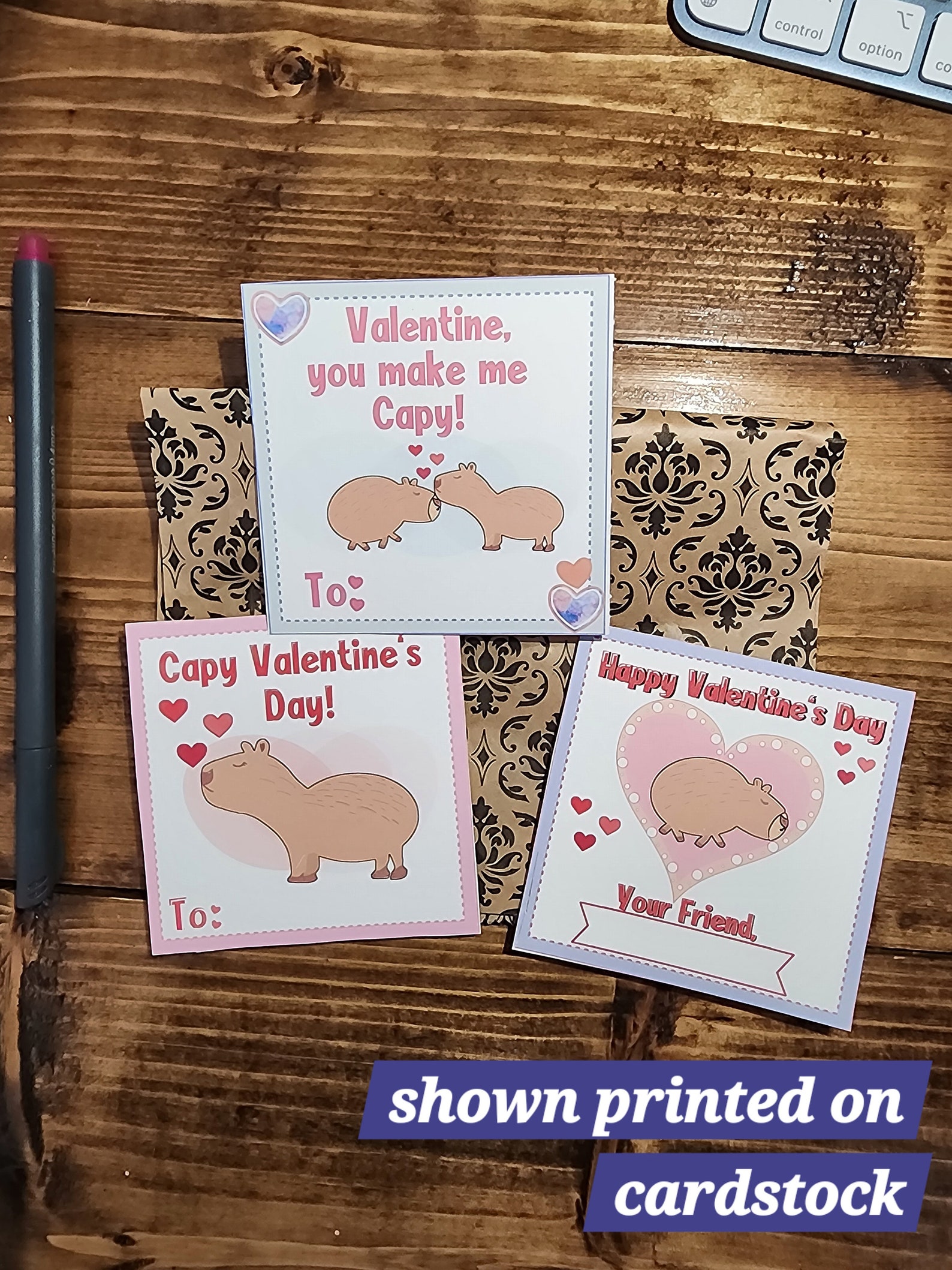 Printable Capybara Valentine's Day Cards for Kids (digital Download ...