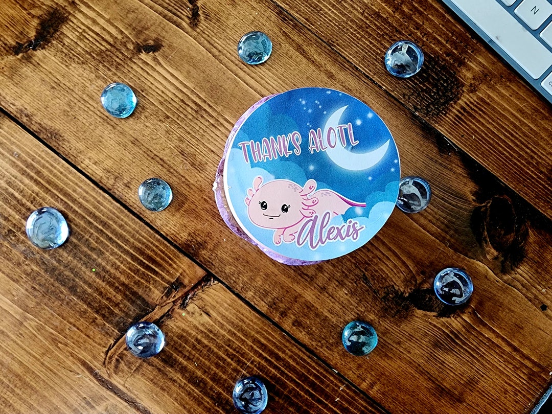 Axolotl Party Favor Sticker Tags Personalized Axolotl Thank - Etsy