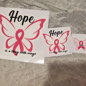 Breast Cancer Ribbon Decal, Pink Ribbon, Hope Butterfly Vinyl Sticker ...