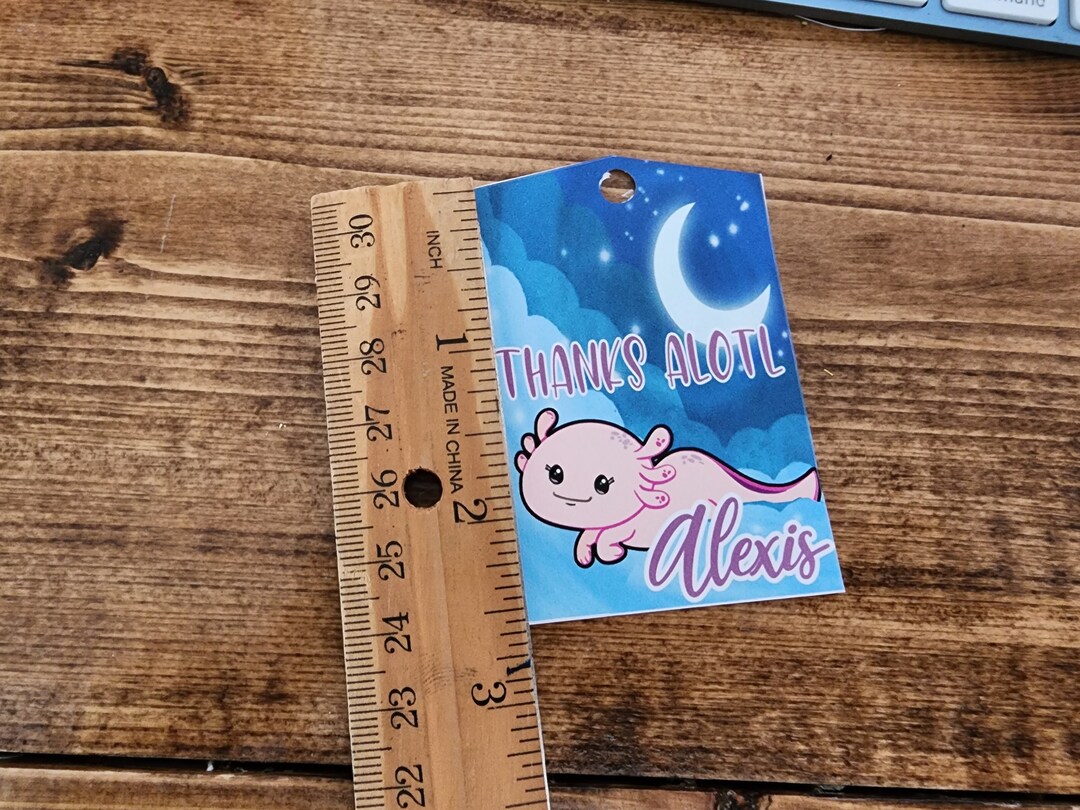Personalized Axolotl Birthday Tag - Custom Party Favor Decor - "thanks ...