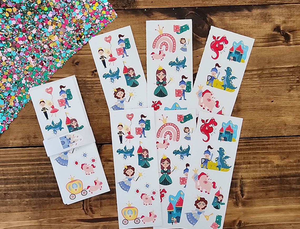 Princess Party Sticker Sheets, Princess Birthday Party Favors, Unicorn ...