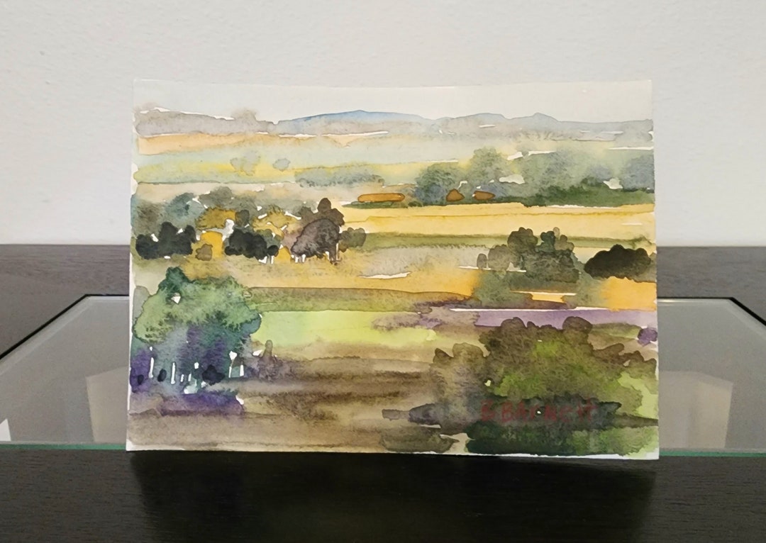 ORIGINAL 5 X 7 Watercolor Painting "colorful Columbia River" Plein Air ...