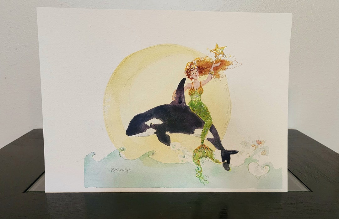 ORIGINAL 8 X 10 Watercolor Painting "or Cuz Ora" | Redheaded Mermaid on ...