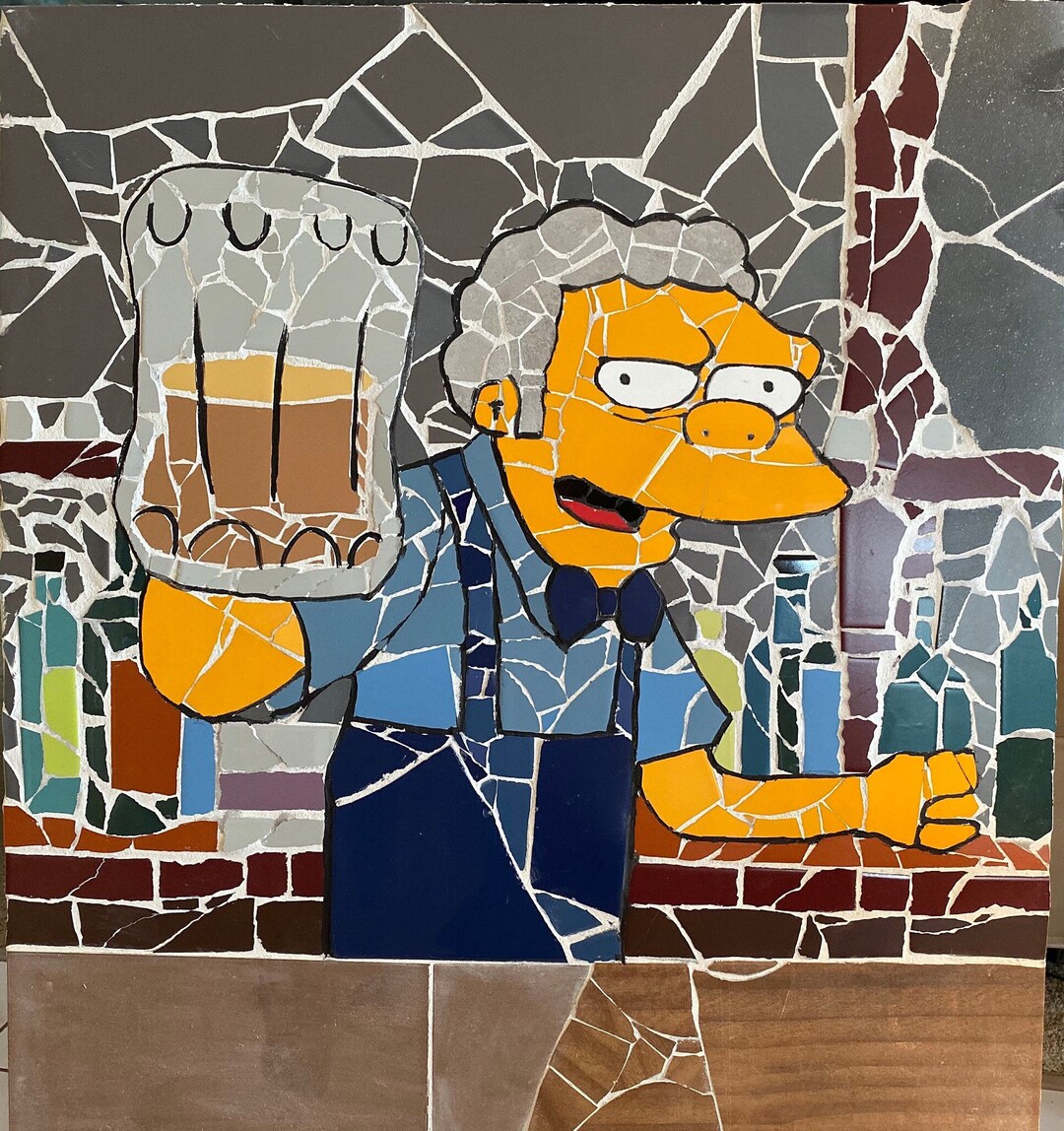 Mosaic Print Moe Szyslak From the Simpsons Serving up a Beer - Etsy