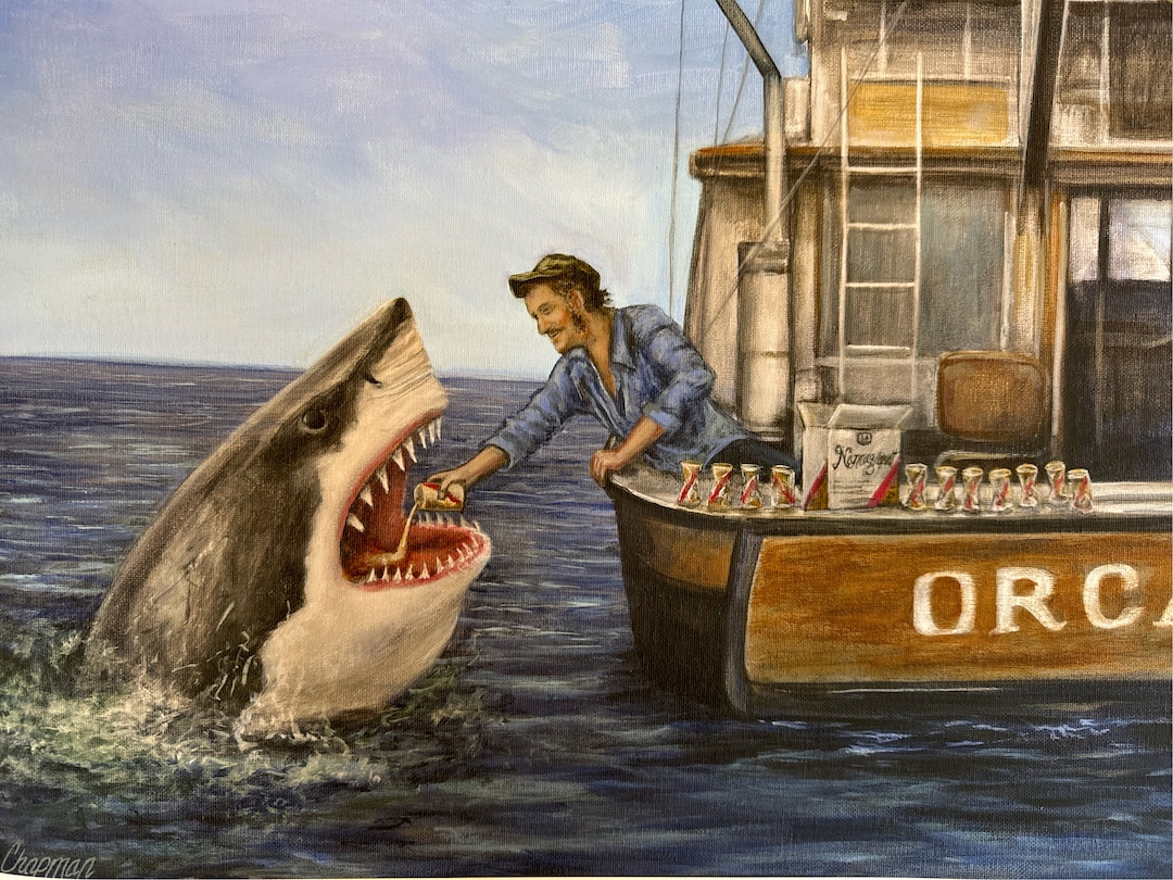 Jaws Drinks a Beer With Quint. Drinking Buddies. Quint Pours a Beer ...