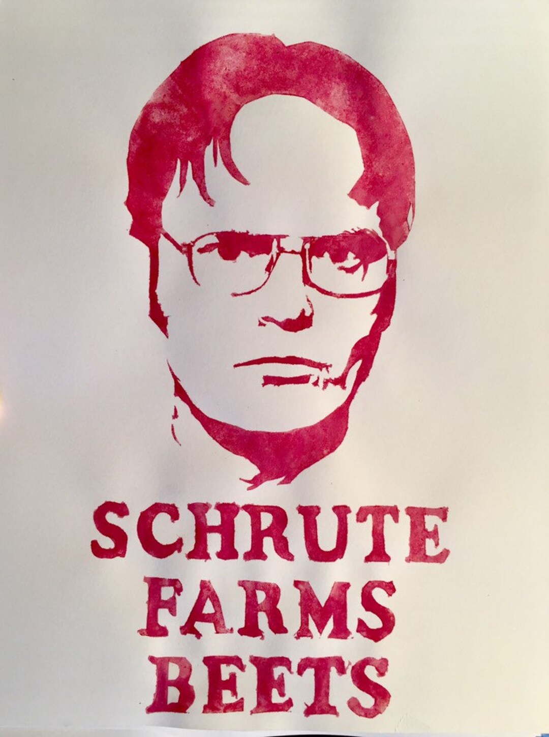 Dwight Schrute Beet Stencil Art. Painted With a Real Beet. - Etsy