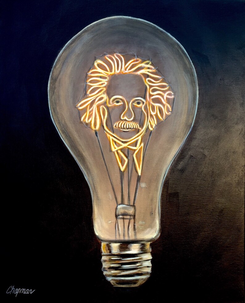 Einstein in a Light Bulb Bright Idea Artist Signed Print - Etsy
