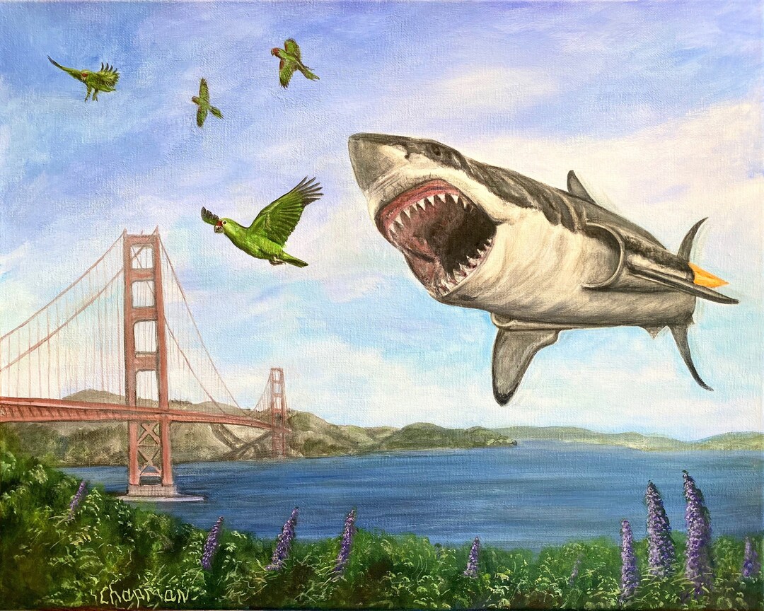 Jet Sharks Attacks Parrot in San Francisco. 16 X 20 Original - Etsy