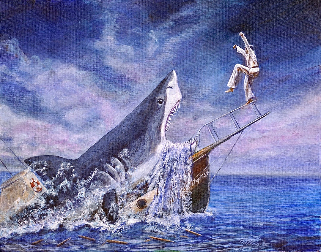 Karate Kid Vs Jaws. Karate Kid Has the High Ground. Painted This for a ...