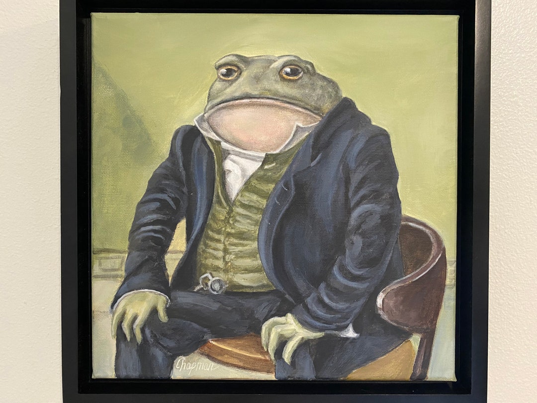 Sophisticated Frog Portrait 10 X 10 Framed Original Acrylic Painting - Etsy