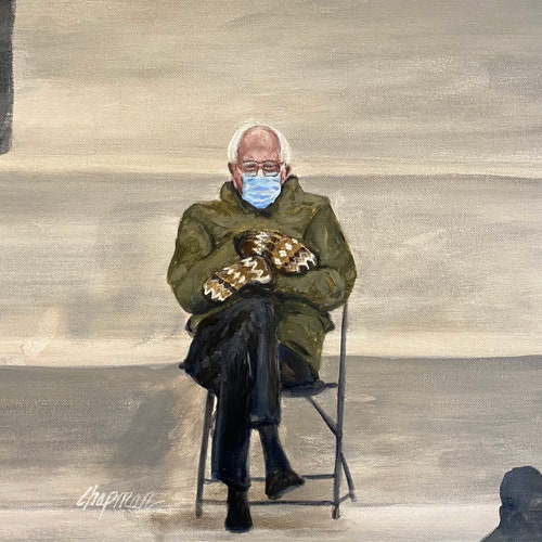Bernie Sitting in a Chair With Mittens Artist Signed Print - Etsy