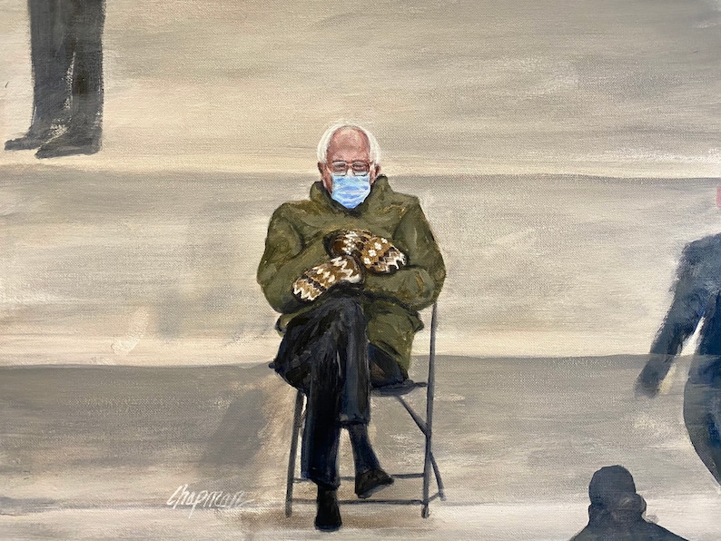 Bernie Sitting in a Chair With Mittens Artist Signed Print - Etsy
