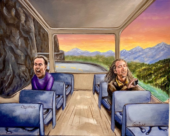 Nicolas Cage in the Happy Guy Sad Guy Meme on the Bus. 16 X - Etsy