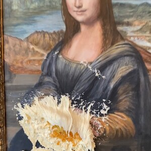 Artist Signed Print Mona Lisa With Cake and Icing Thrown on It - Etsy