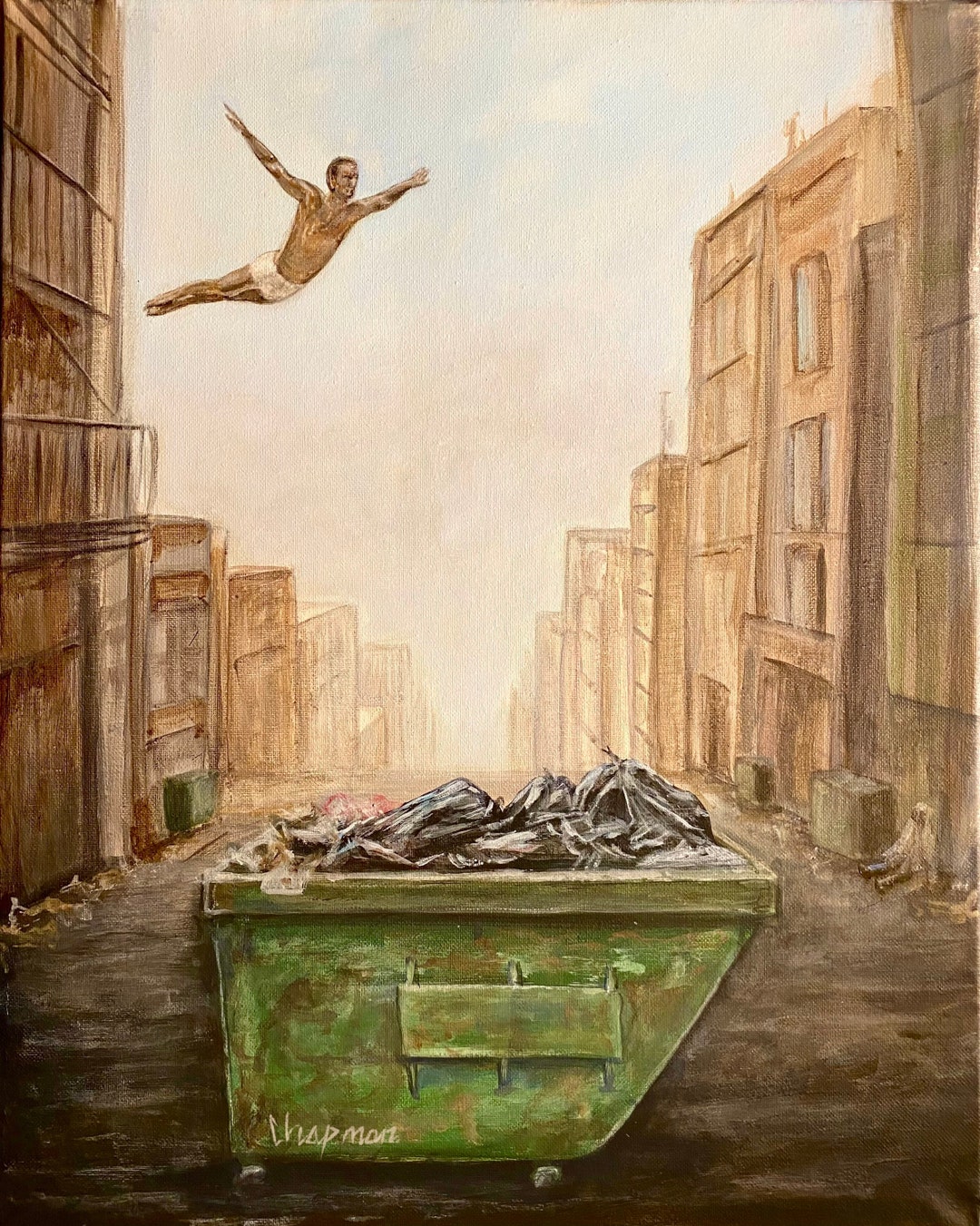 Dumpster Dive. Man Diving Into a Dumpster With Graceful Pose - Etsy