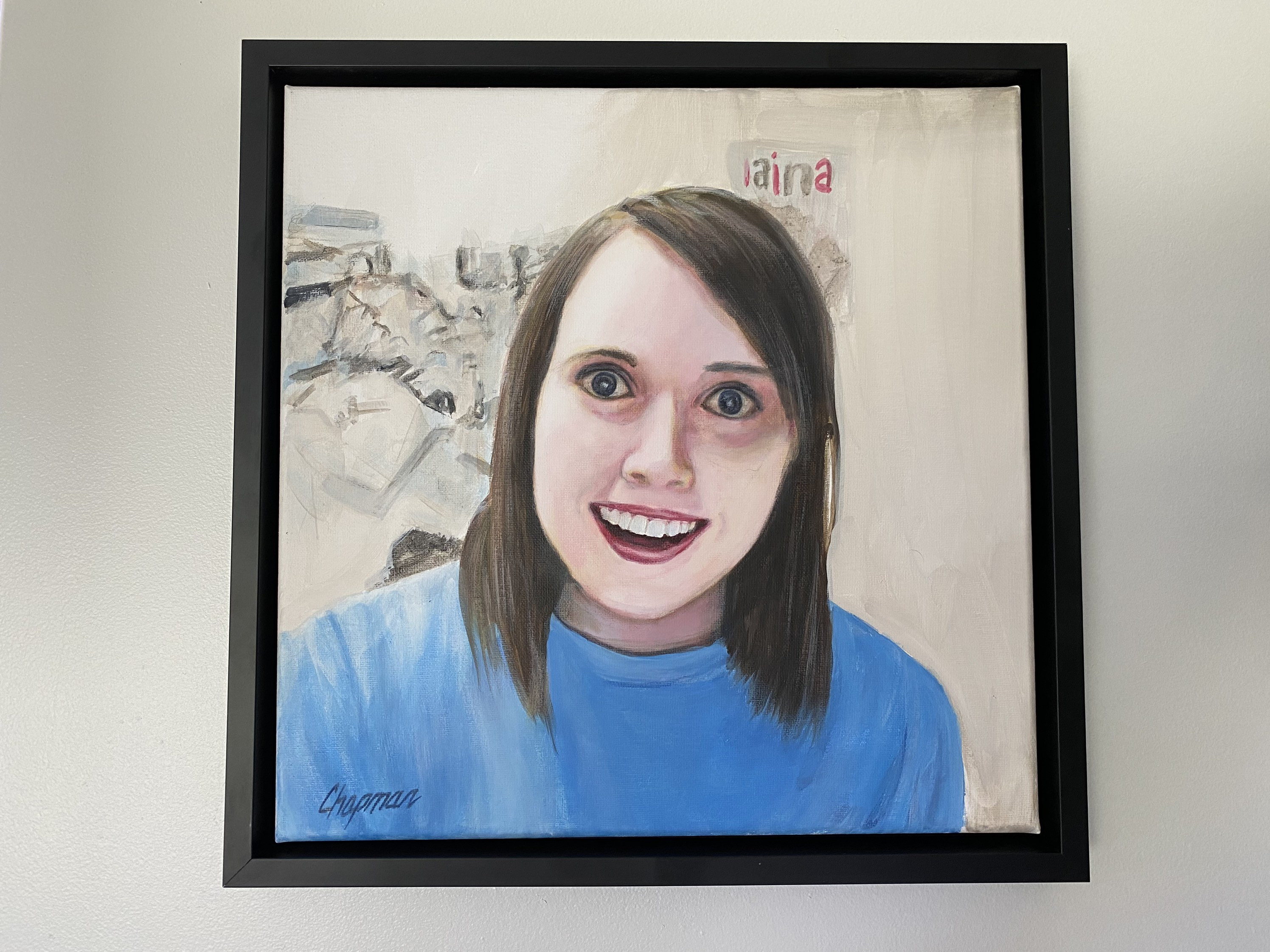 Overly excited girlfriend meme Painting 14 x 14 framed | Etsy