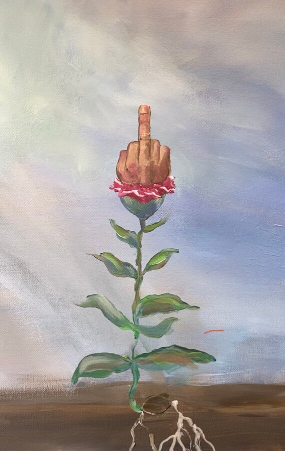 Middle Finger Flower 16x20 Original Acrylic Painting | Etsy