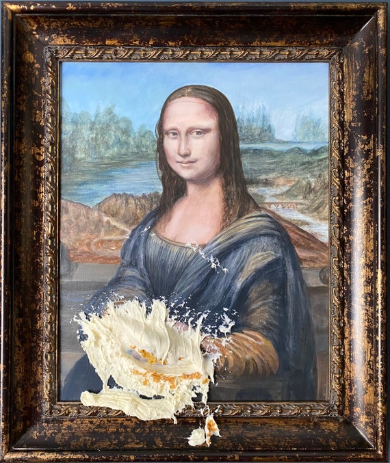 Mona Lisa With Cake and Icing Thrown on It 16 X 20 Framed - Etsy