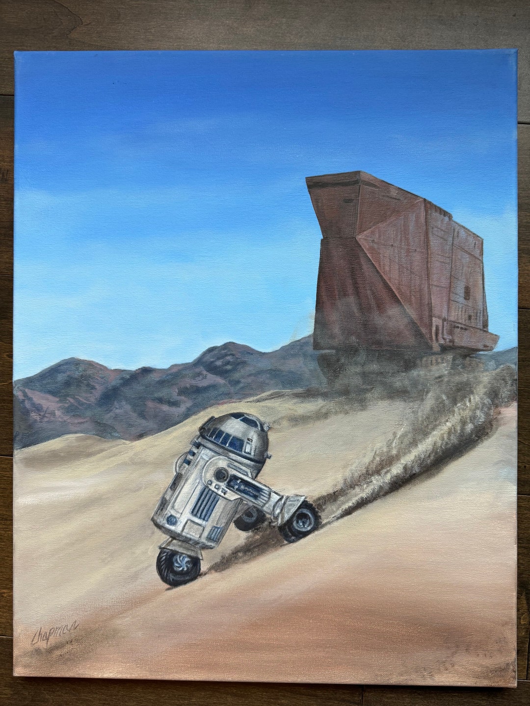 R2-D2 With Dirt Tires Out Running the Jawa Tank Original Acrylic ...