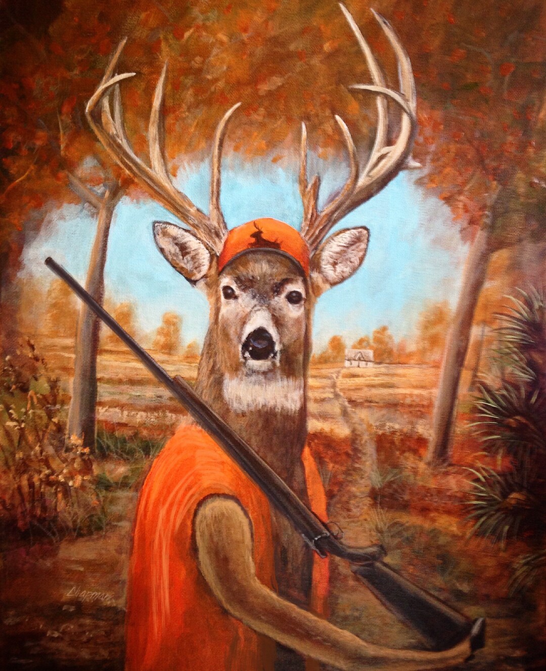 The Avenger, Bambis Revenge Deer Hunting Man. Artist Signed Print ...