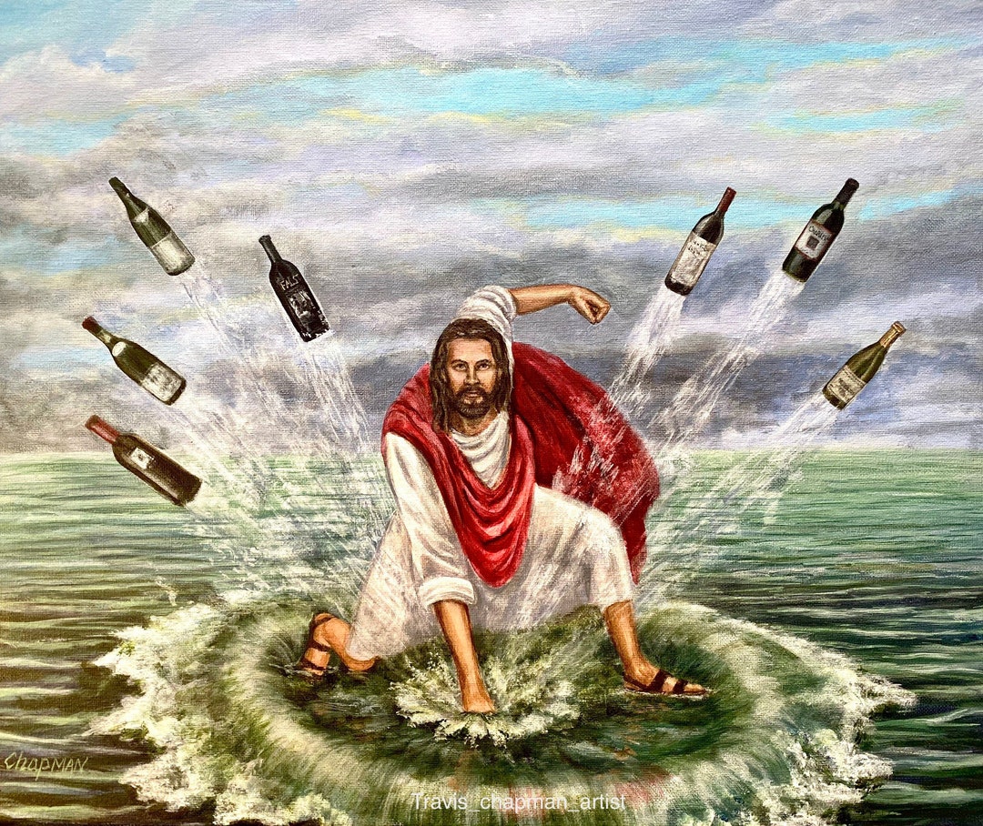 Jesus Turning Water Into Wine Super Hero Pose On The Sea Of Galilee jesus-turning-water-into-wine-super-hero-pose-on-the-sea-of-galilee
