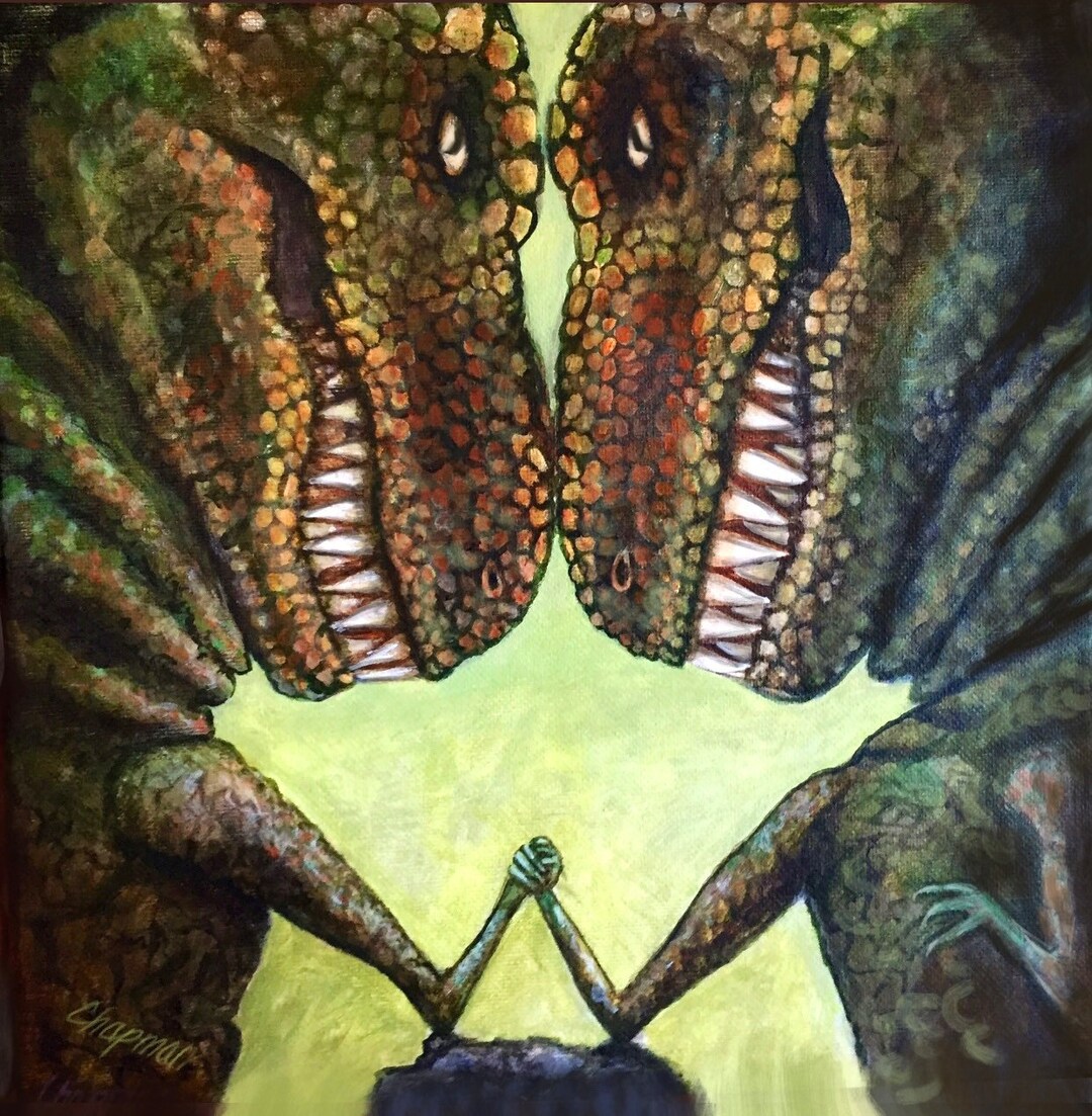 T-rex Arm Wrestling Match. Artist Signed Print - Etsy