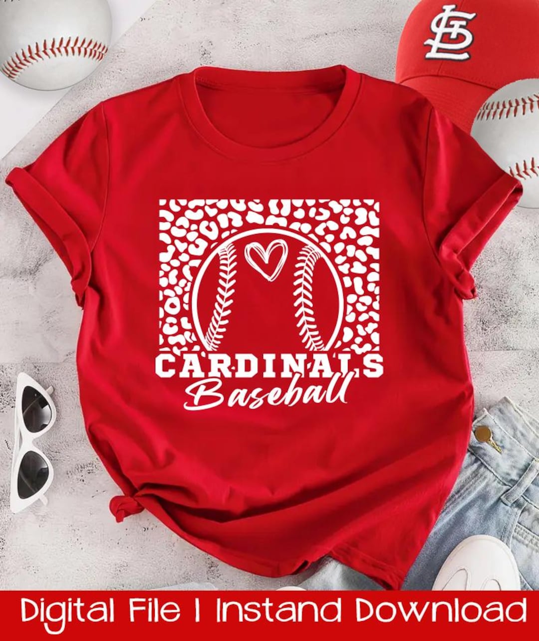 St Louis Baseball Cheetah | Digital Design | White & Black | Instant ...