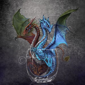 GIN and TONIC DRAGON Print 4x6, 8.5x11, or 11x14, Dragon Art, Dragon ...