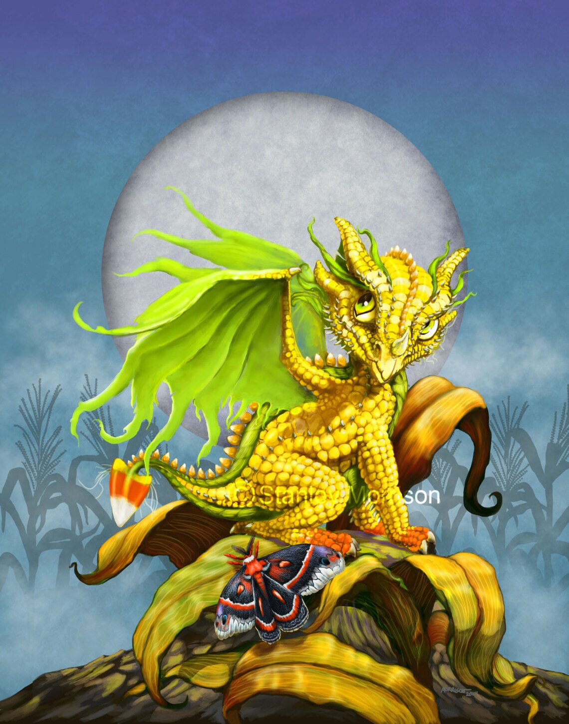 CORN DRAGON Print 4x6 8.5x11 or 11x14 - Etsy
